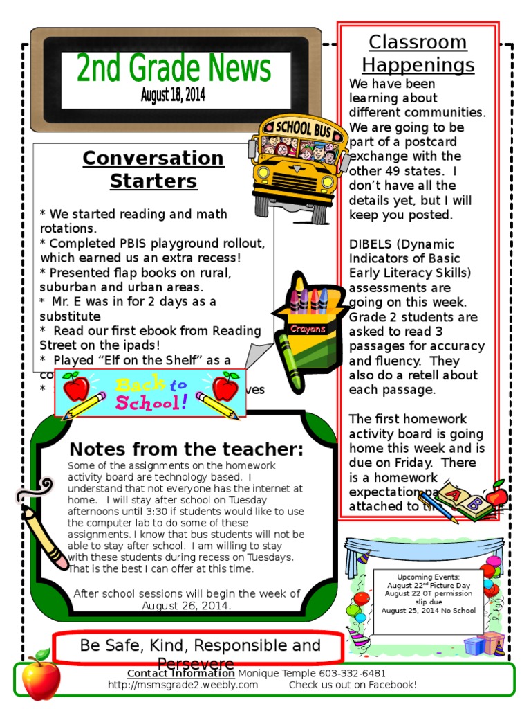 Grade 2 Classroom Updates & Events | PDF
