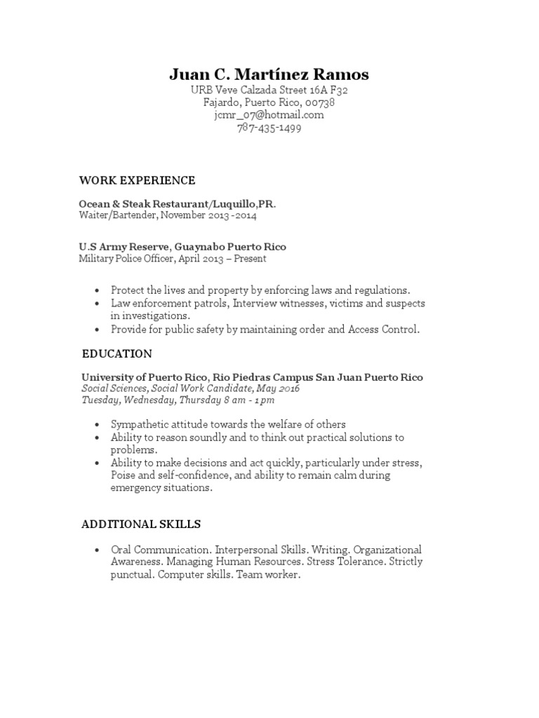 Juan C. Martínez Ramos - Resume Summary | PDF