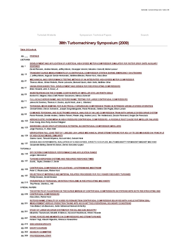 38th Turbo (2009) - Symposium Technical Papers | PDF | Technology ...
