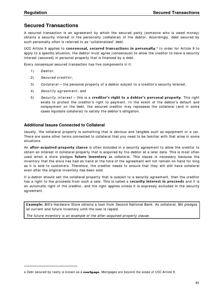 Secured Transaction Over View | PDF | Security Interest | Lien