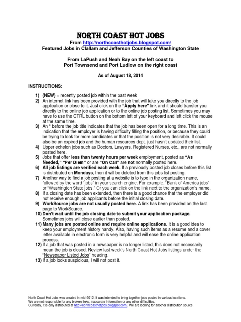 Petco Sequim Job Listings and Hours | PDF | Physical Therapy | Résumé