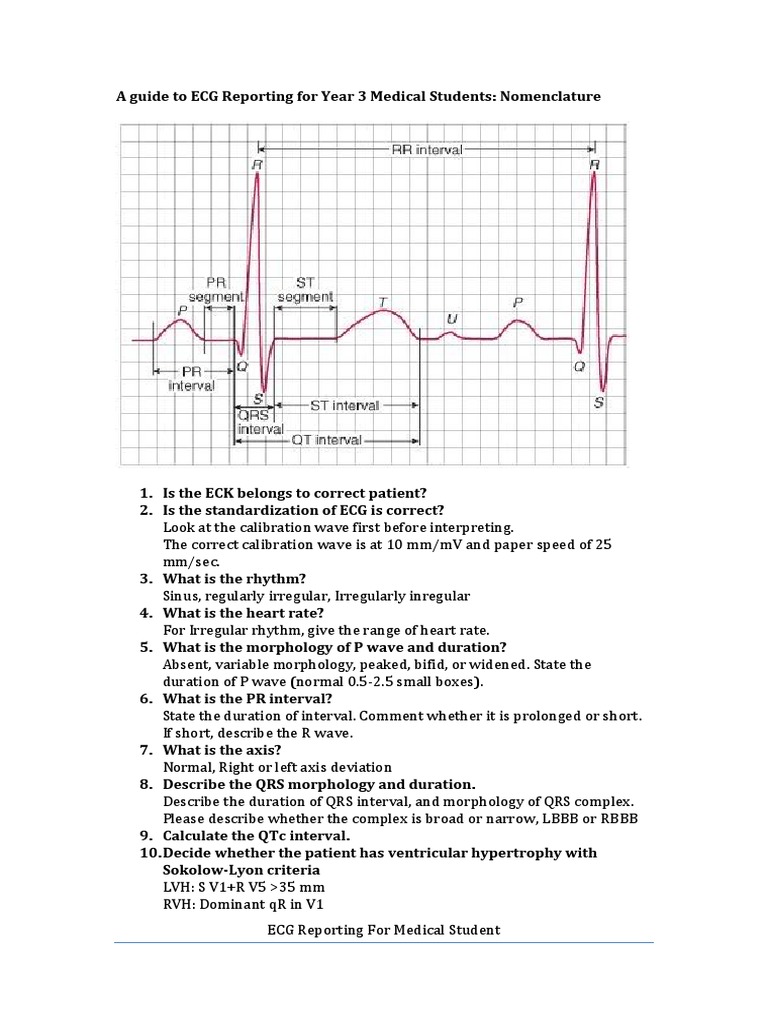 A Guide To ECG Reporting For Year 3 Medical Students | PDF