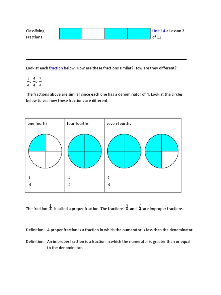 Classifying Fractions | PDF | Fraction (Mathematics) | Notation