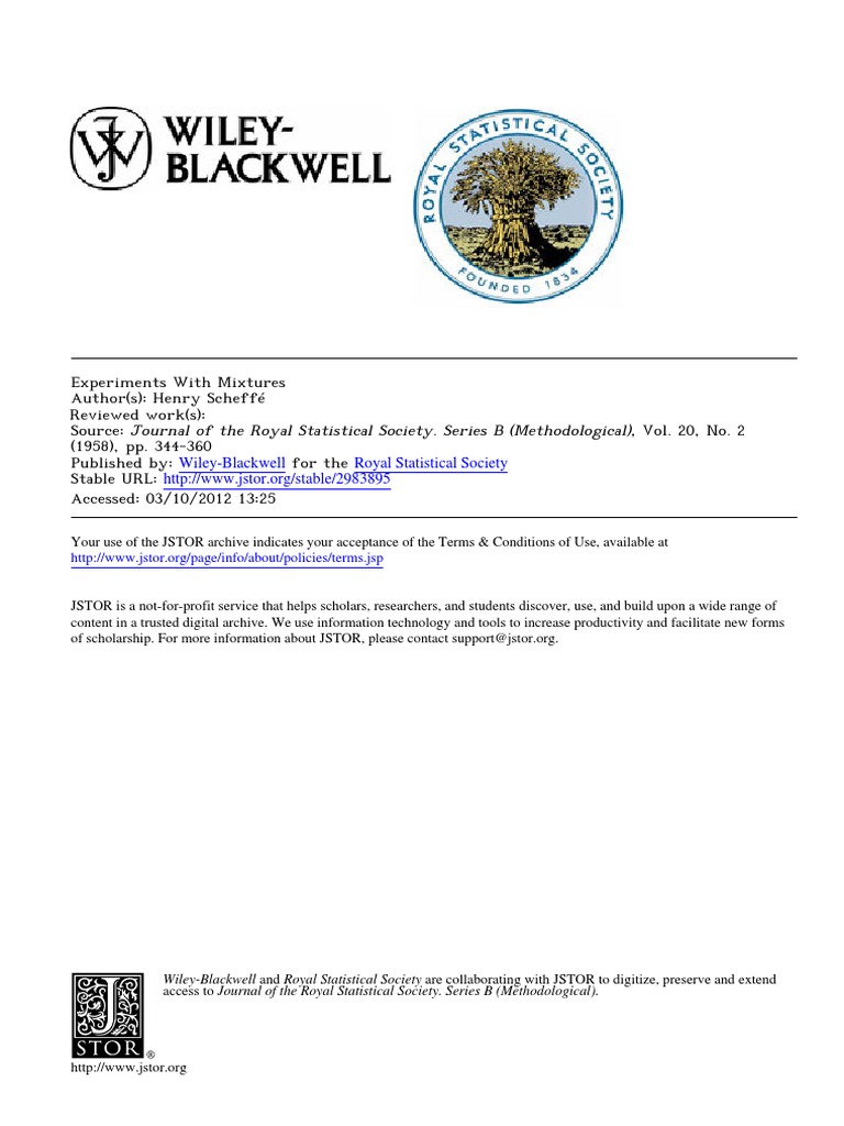 Scheffe Experiments With Mixtures | PDF | Polynomial | Least Squares