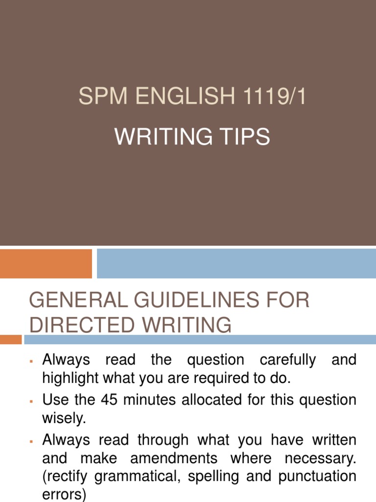 SPM English 1119/1 Writing Tips | English Language | Essays