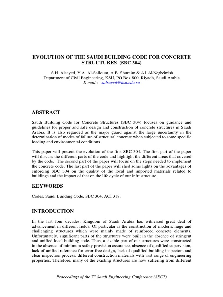 SBC 304 Sec-7 2007 | PDF | Structural Load | Concrete