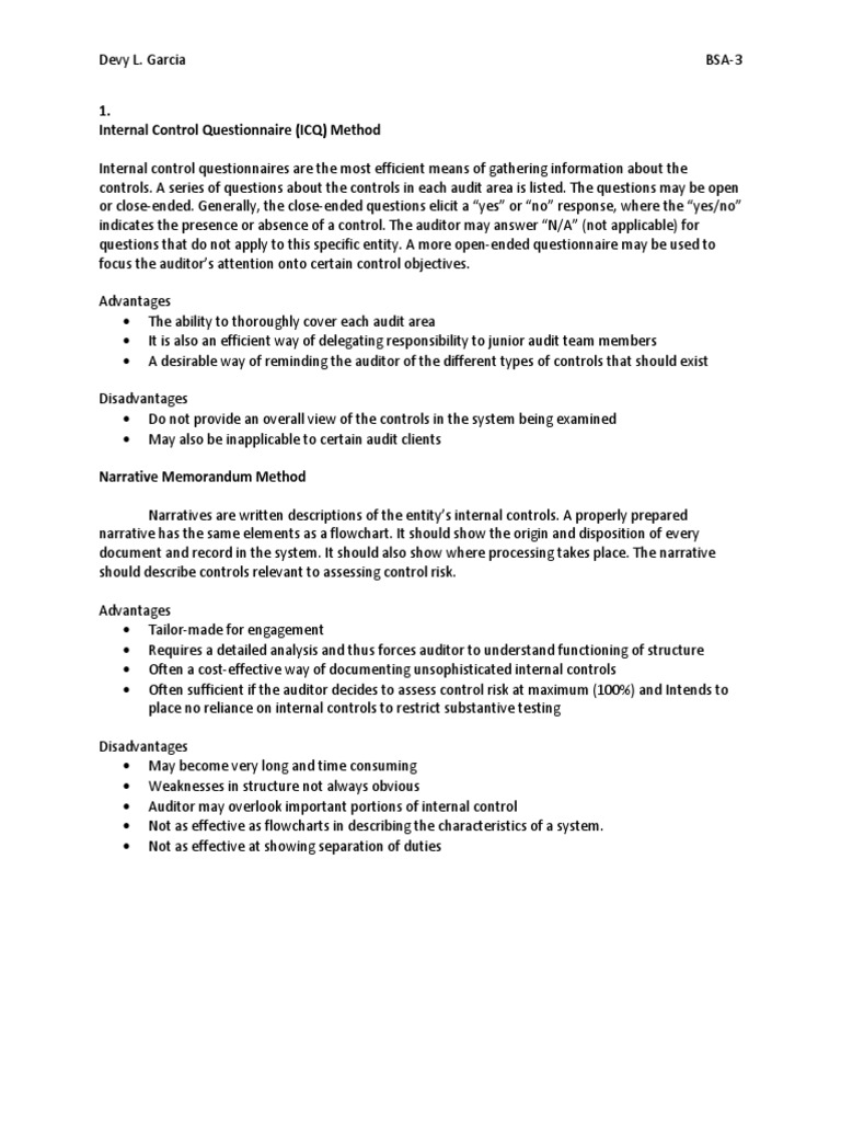 Internal Control Questionnaire | PDF | Financial Audit | Risk