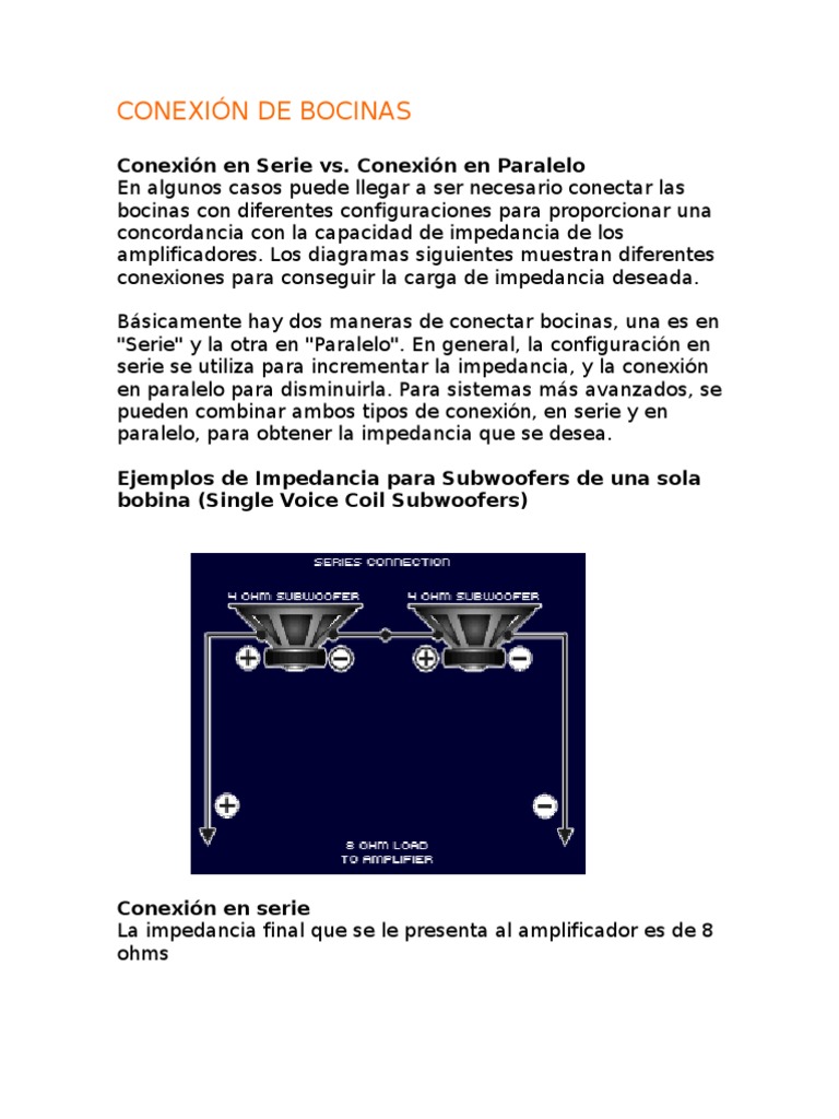Conexi N de Bocinas | PDF | Impedancia eléctrica | Electromagnetismo