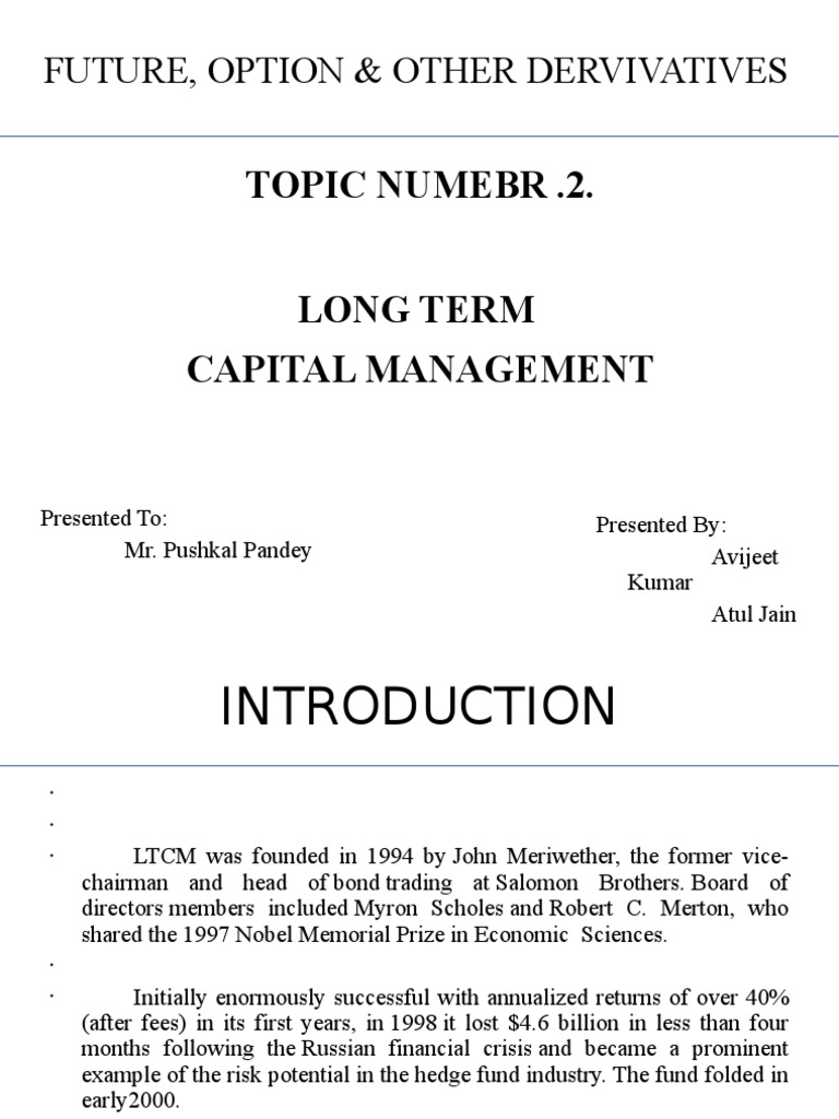 LTCM: Crisis and Collapse Overview | PDF | Long Term Capital Management ...