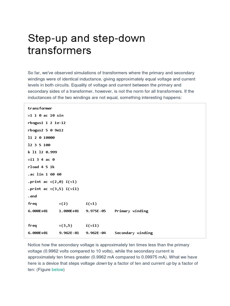 Step Up and Step Down Transformer | PDF | Transformer | Inductor