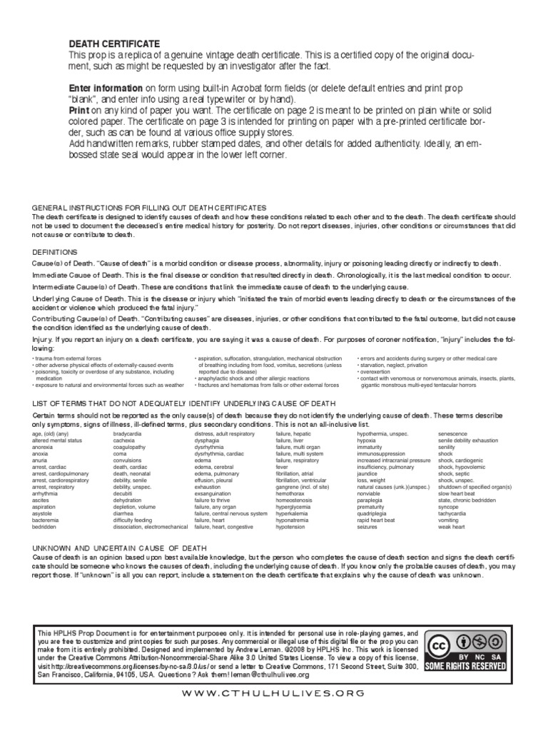Death Certificate | PDF | Cardiac Arrhythmia | Death Certificate