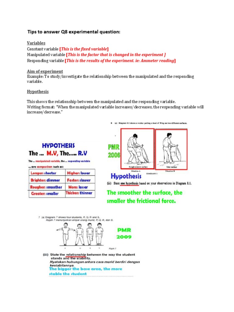Q8 Experimental Question Guide | PDF