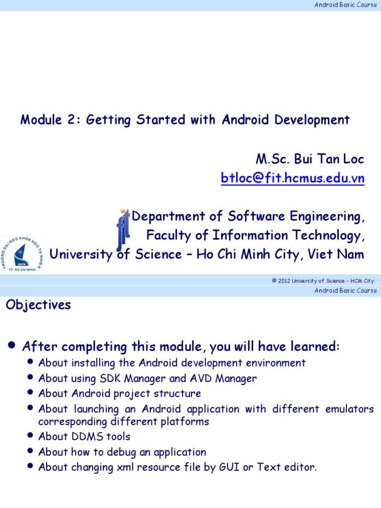 M.Sc. Bui Tan Loc: Module 2: Getting Started With Android Development | PDF | Eclipse (Software ...