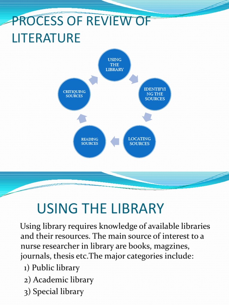 Process of Review of Literature: Using THE Library | PDF | Literature ...