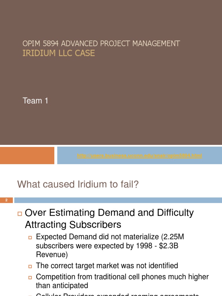 Iridium Case - Team 1 | PDF | Motorola | Subscription Business Model