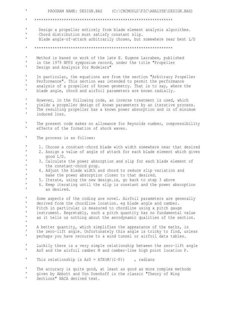 Prop Code | PDF | Lift (Force) | Fluid Mechanics