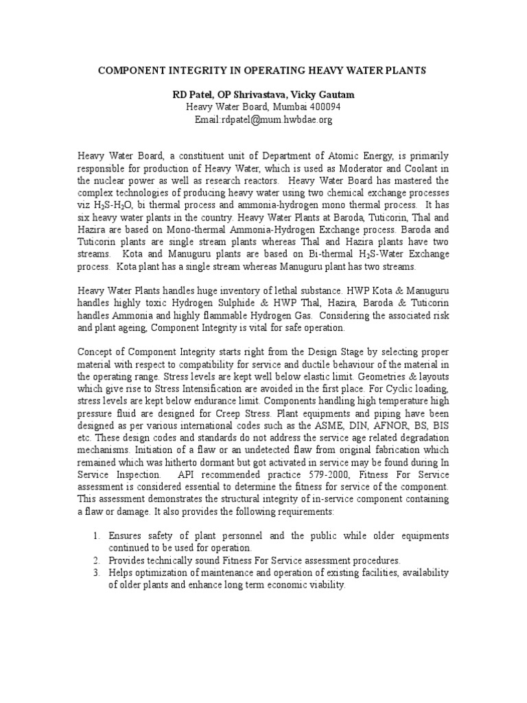 Ensuring Component Integrity Through Rigorous In-Service Inspection and ...