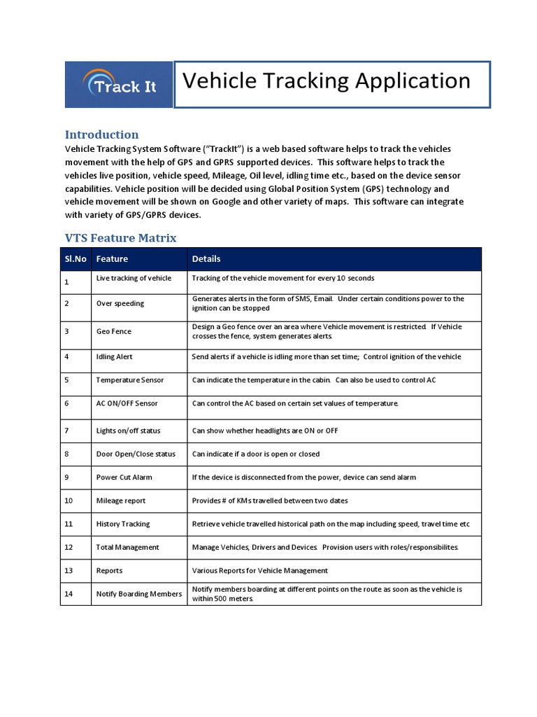 RVJ Vehicle Tracking System Brochure | PDF | Speed | Computing