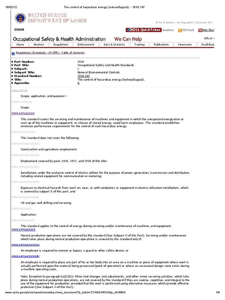 1.occupational Safety and Health Administration (OSHA) Standard 29 of ...