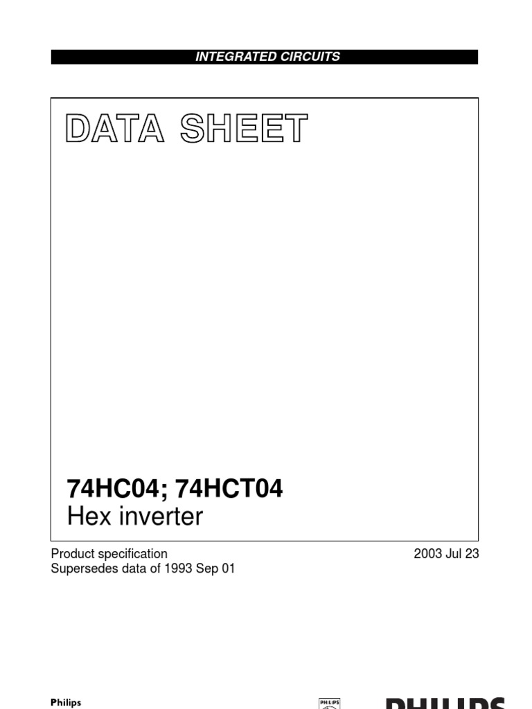 Data Sheet: 74HC04 74HCT04 | PDF | Technology & Engineering