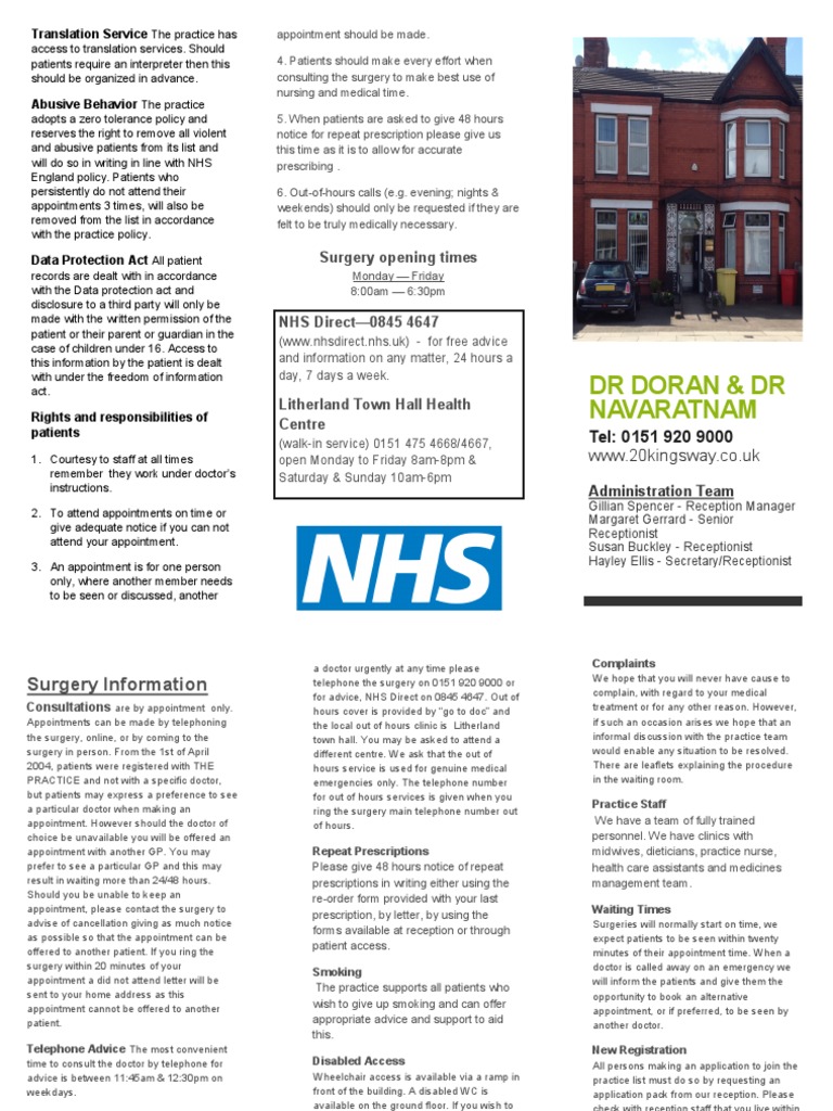 Practice Leaflet | PDF | Patient | Physician