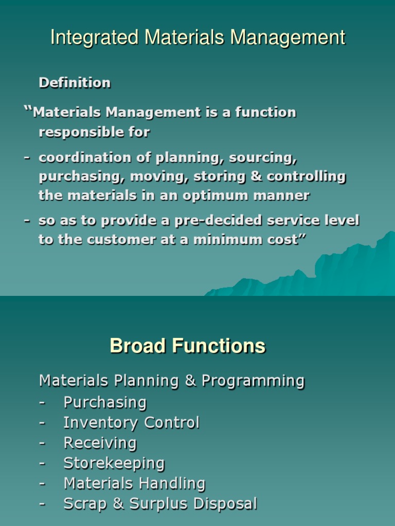 1-Integrated Materials Management | PDF | Organizational Structure | Inventory