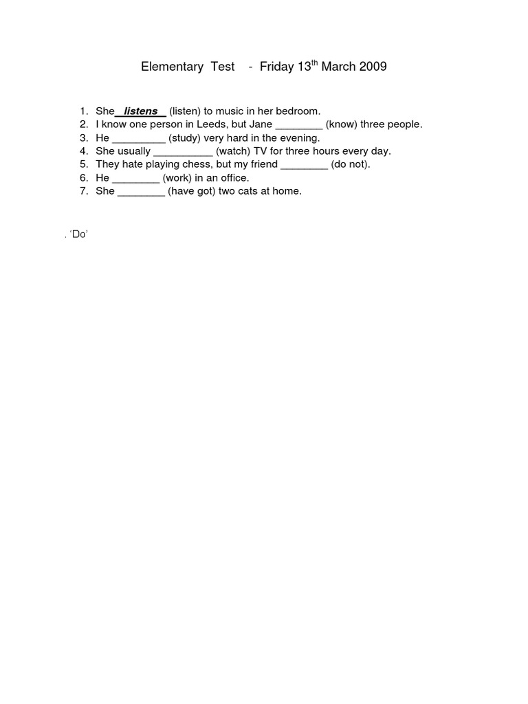 Elementary Test | PDF