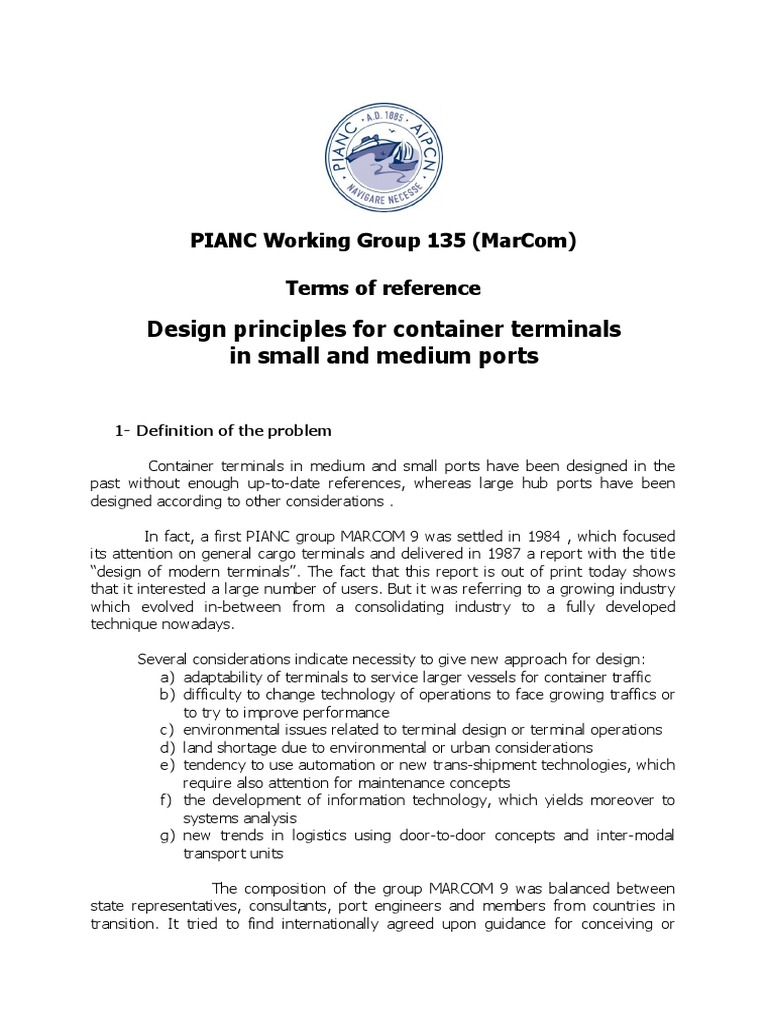 Design Principles For Container Terminals In Small And Medium Ports Pdf Containerization Port