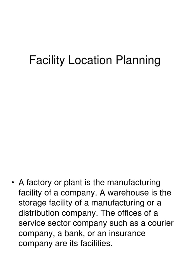 Facility Location Planning | PDF