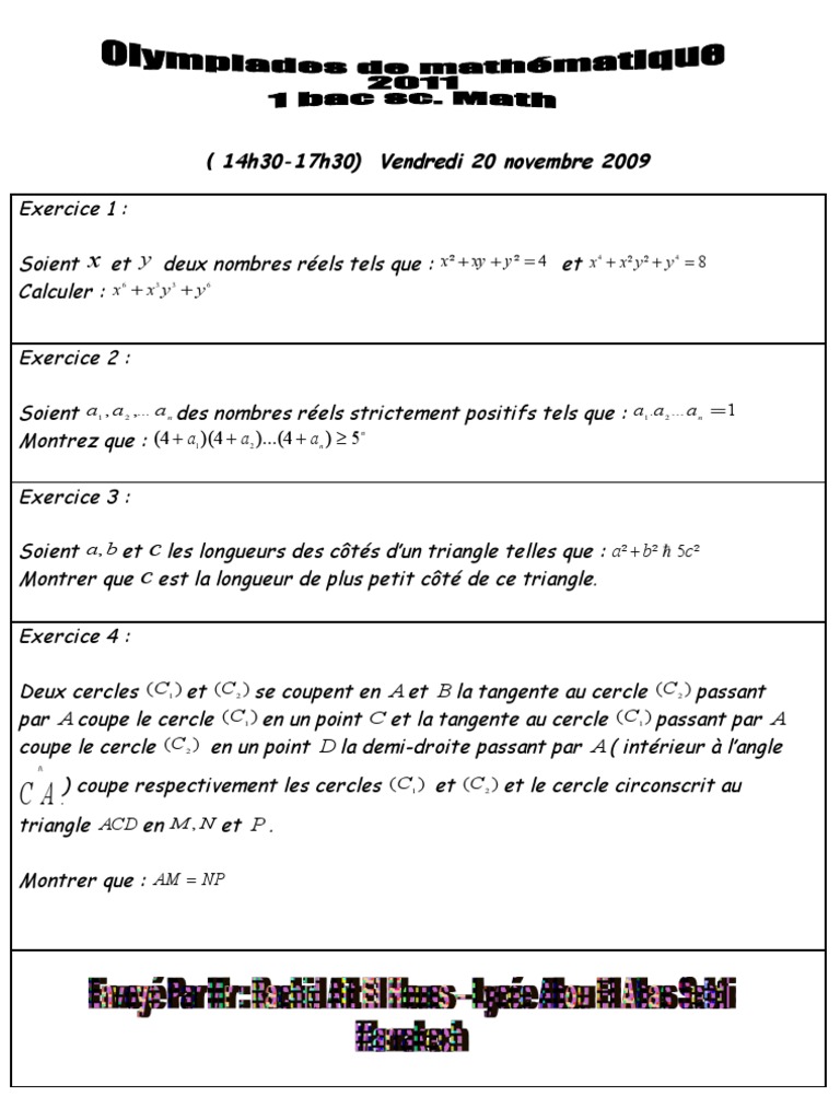 Exemples d'exercices Olympiades Maths | PDF