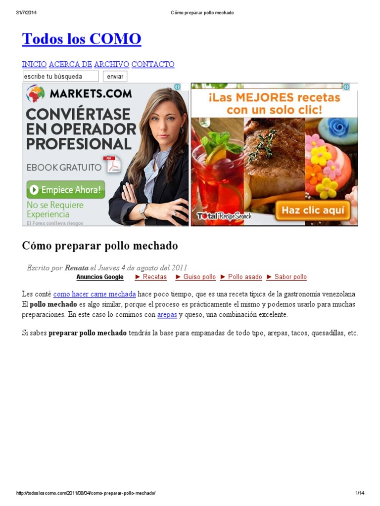 Cómo preparar pollo mechado: Una receta venezolana tradicional con ...