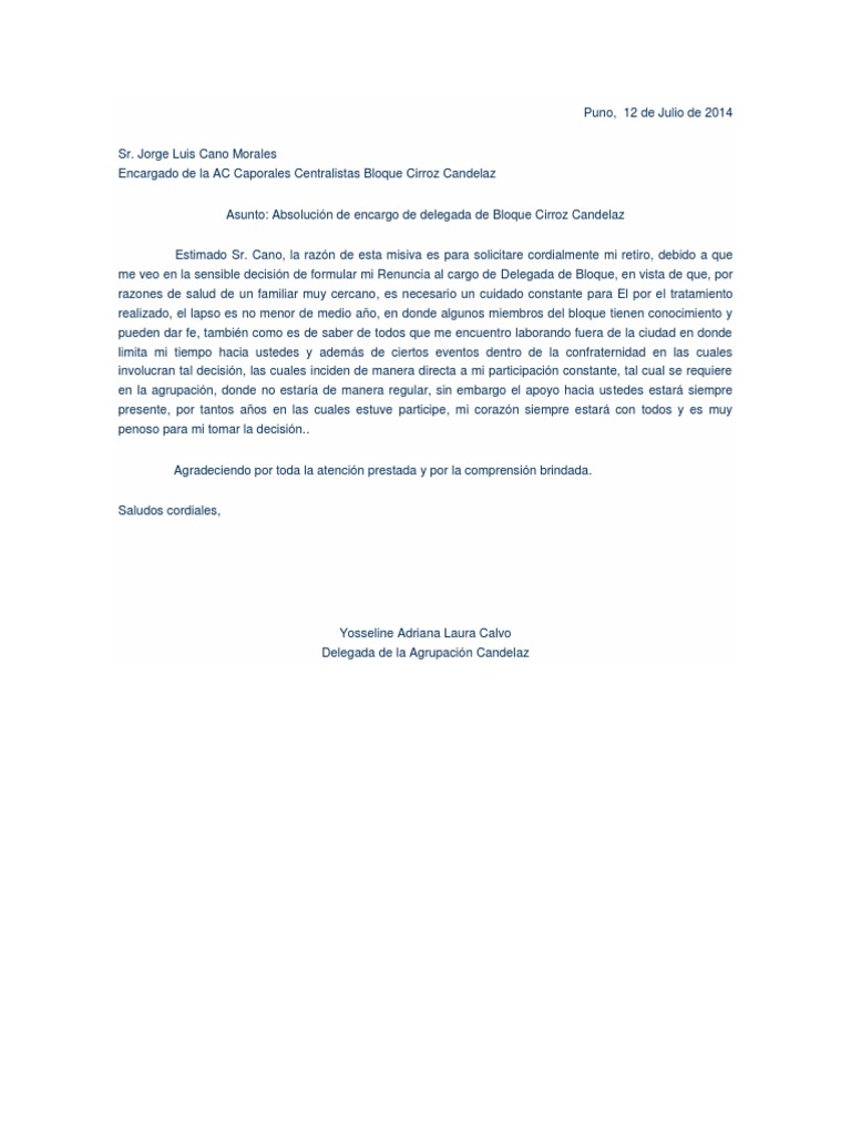 Carta de Dimision | PDF