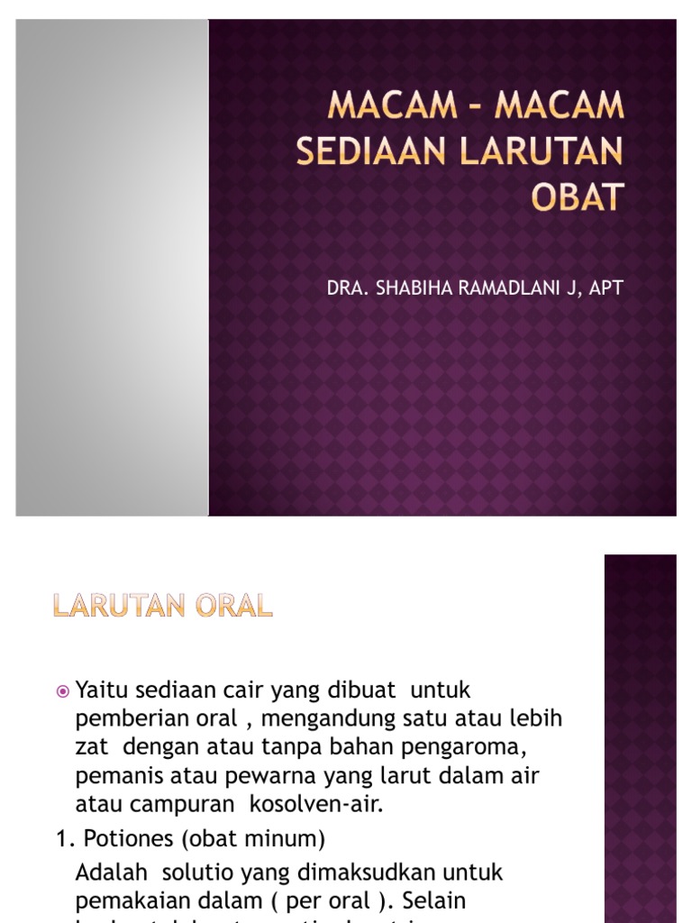 Macam - Macam Sediaan Larutan Obat | PDF