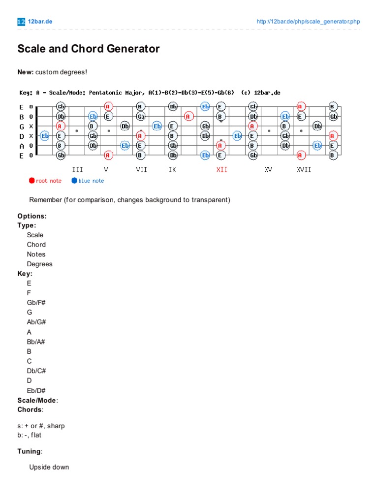 12bar - De-Scale and Chord Generator | PDF | Interval (Music) | Scale ...