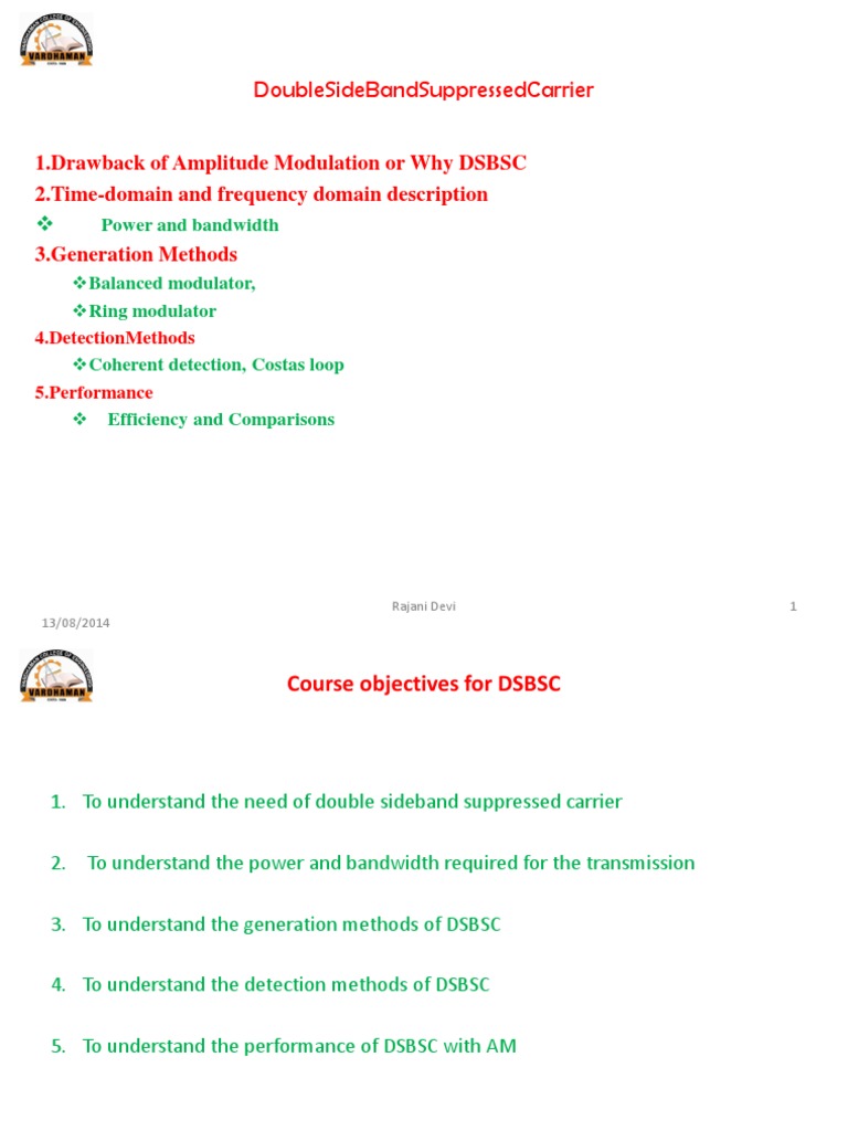 DSBSC | PDF | Modulation | Signal Processing