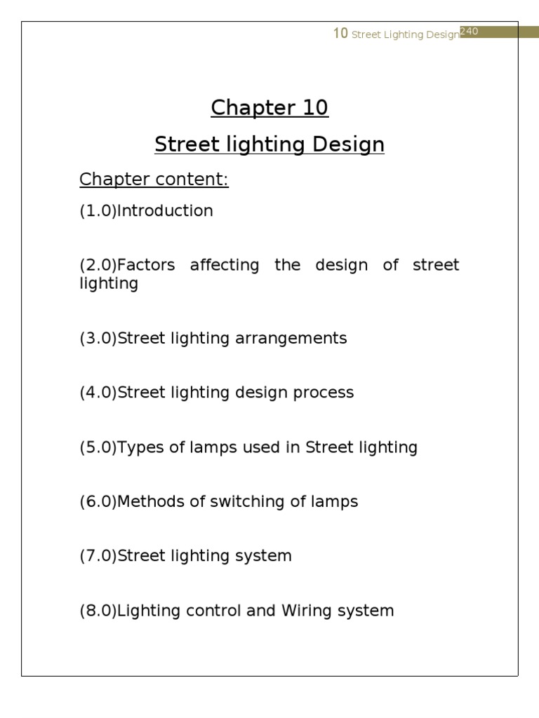 Chapter 10 Street Lighting | PDF | Lighting | Street Light