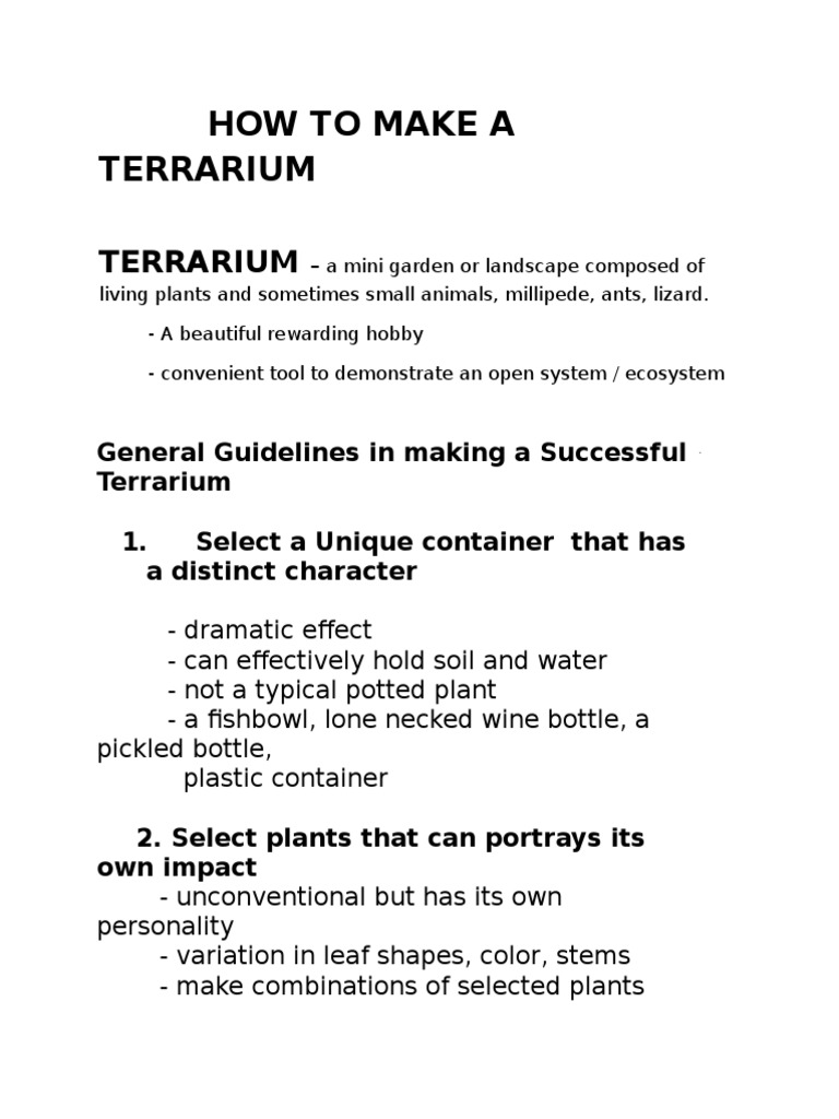 Steps to Create a Terrarium | PDF | Moss | Soil