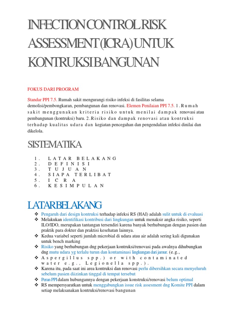 Infection Control Risk Assessment | PDF