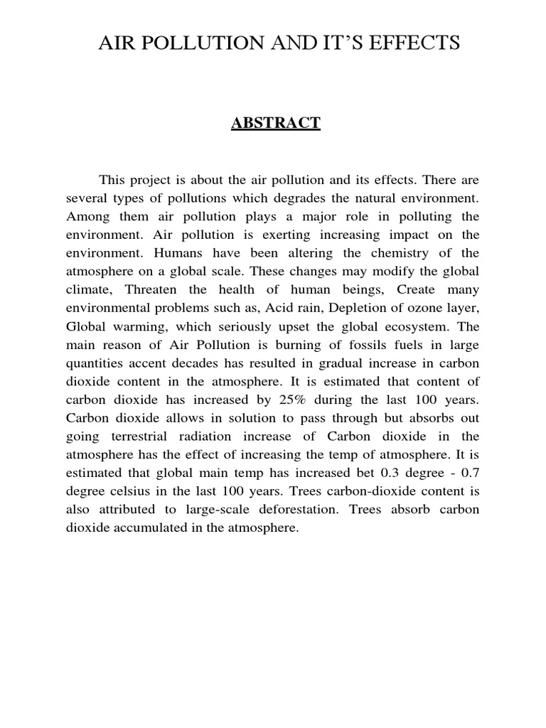 Effects of Air Pollution on Environment | PDF