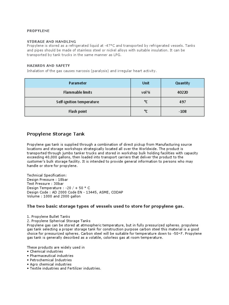 Propylene Storage | PDF | Refrigeration | Air Conditioning