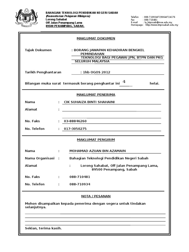 Borang Fax | PDF | Komputer