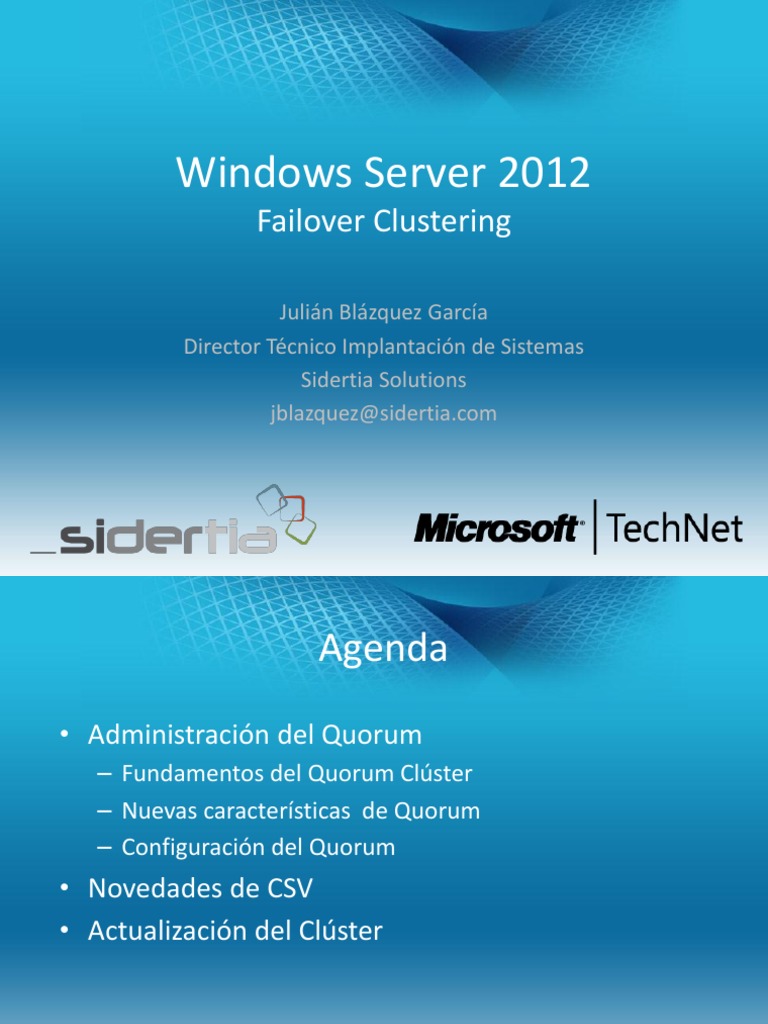 Webcast Windows Server 2012 Failover Cluster 10-08-14 | PDF | Grupo de computadoras | Hardware ...
