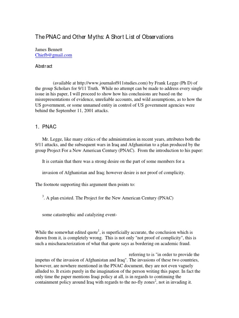 The PNAC and Other Myths | PDF | September 11 Attacks | Armed Conflict