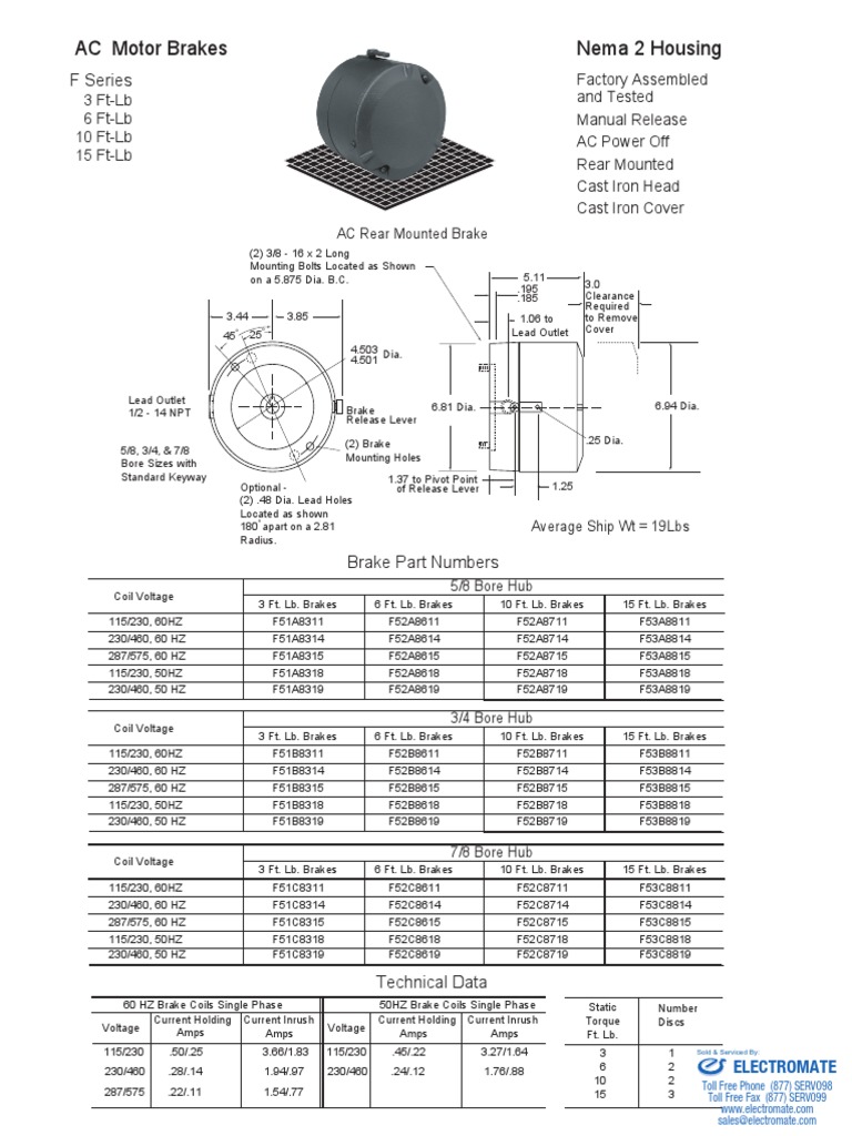 AC Motor Brake Specifications Guide | PDF | Alternating Current ...