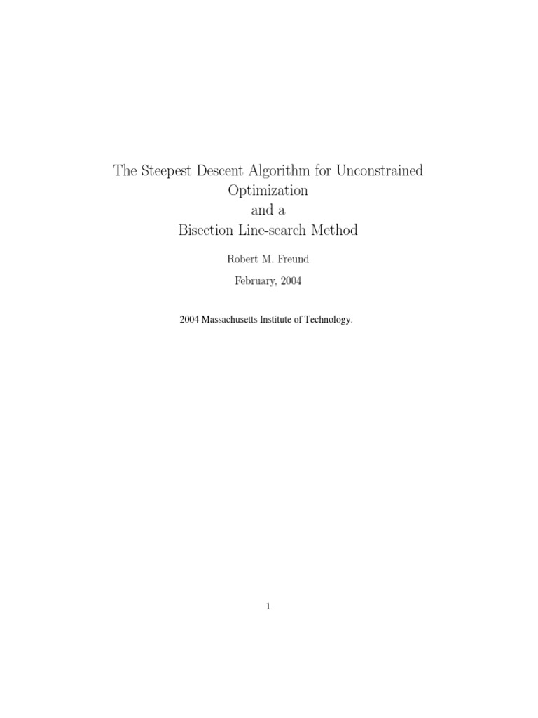 Steepest Descent Algorithm Pdf Mathematical Optimization Numerical Analysis