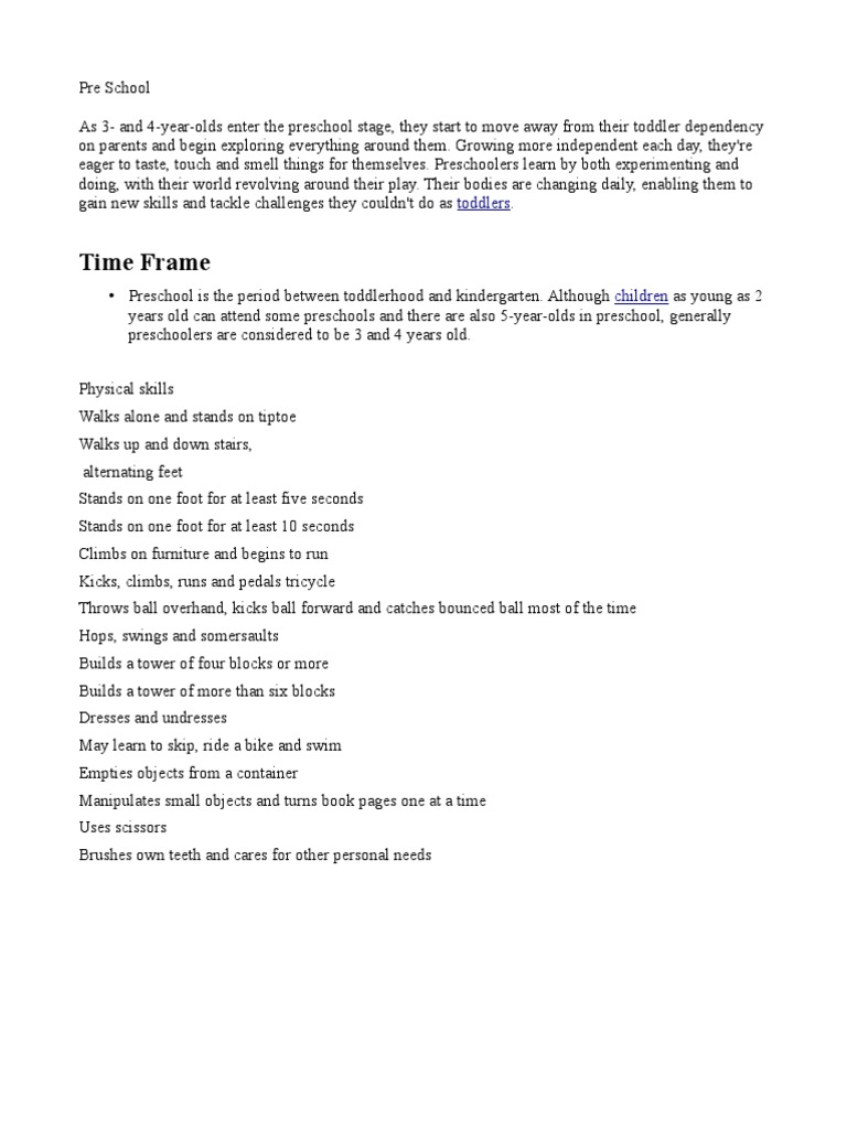 Physical Characteristics of Preschool Learners | PDF | Preschool | Toddler