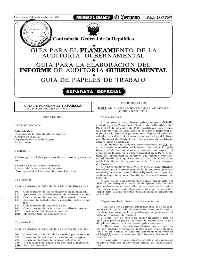 Guia de Auditoria Gubernamental | PDF | Auditoría | Contralor