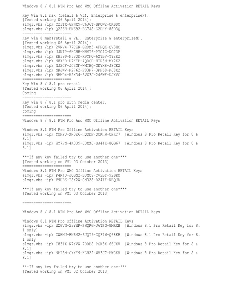 Activation Key | Download Free PDF | Windows 8.1 | Windows 8