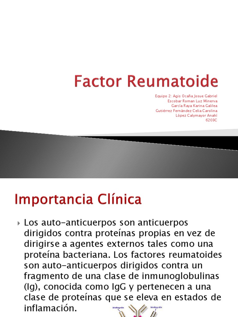 Factor Reumatoide | PDF | Anticuerpo | Inflamación