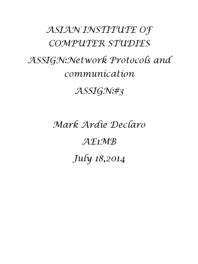 Asian Institute of Computer Studies | PDF | Computer Network | Internet ...